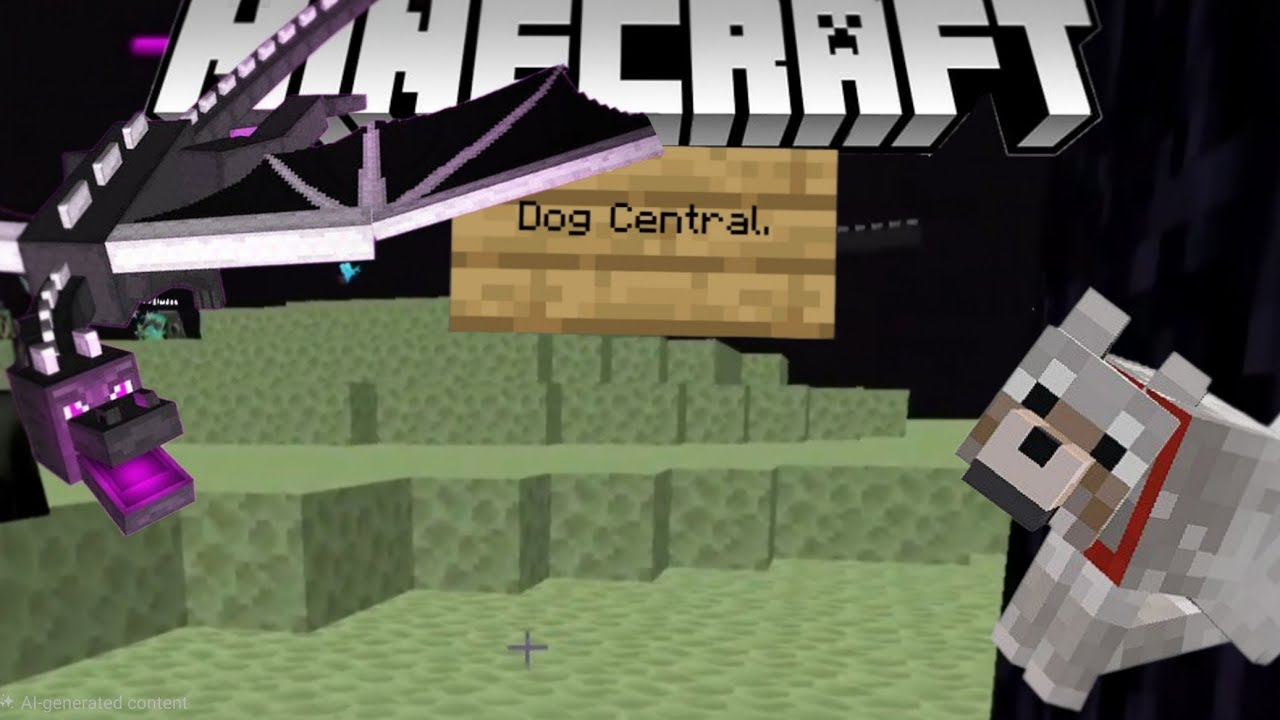 I beat the ender dragon in minecraft (Dog Central) - YouTube