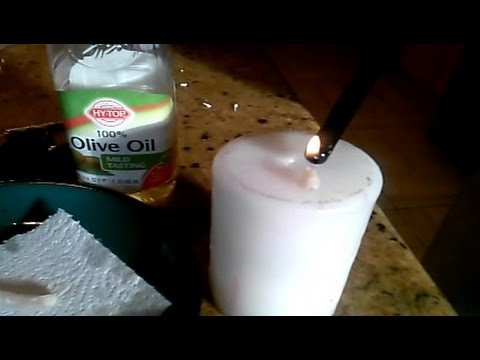 Homemade Olive Oil Candle Wick & Burn Test - YouTube