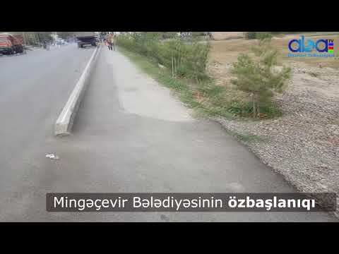 Mingəçevir QRES Sakinlər yol qıraqı səkilərin zəbt olunmasından nərəzıdılar