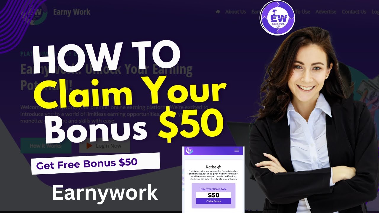 What is bonus code section in earnywork | How to claim your bonus ...
