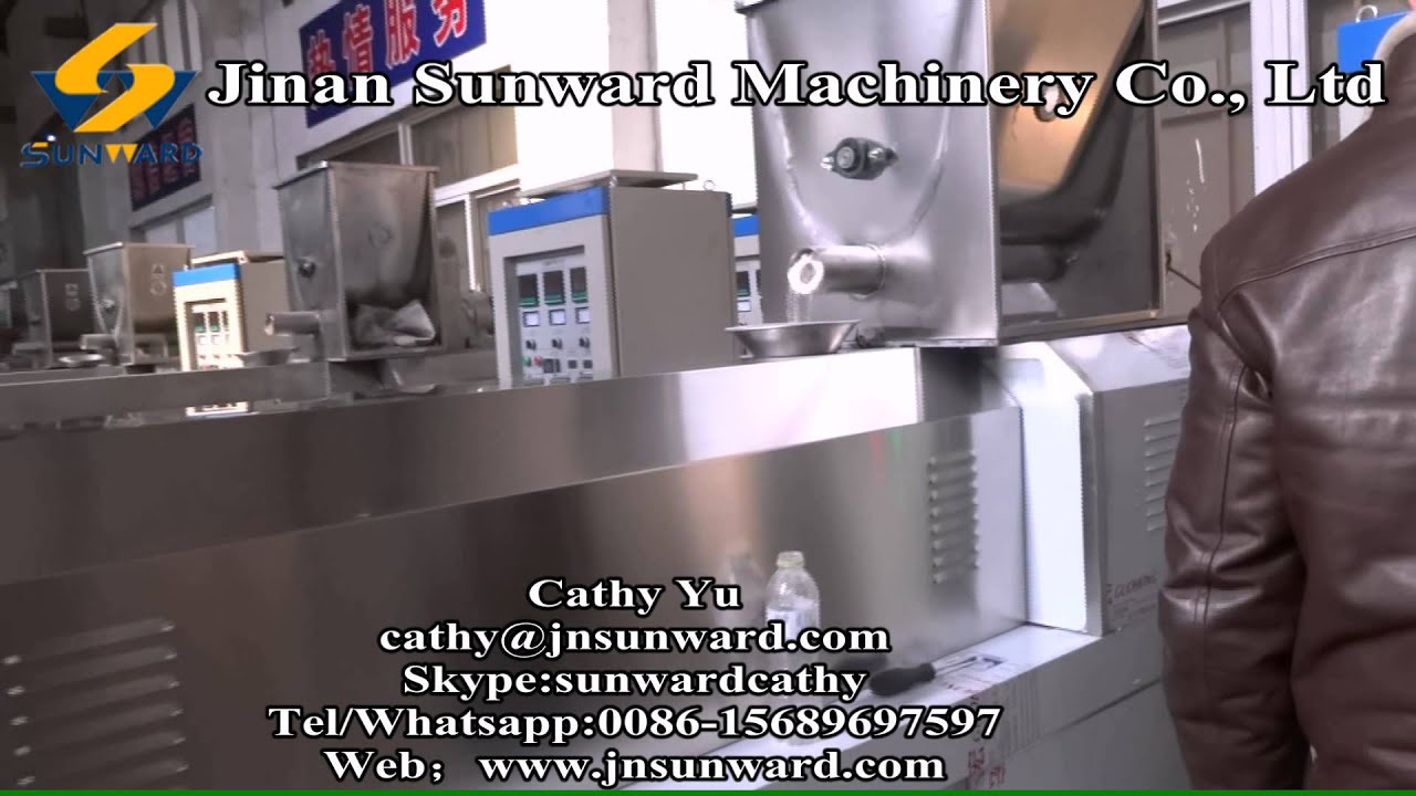 Twin screw extruder bread crumb processing machine, processing line - YouTube