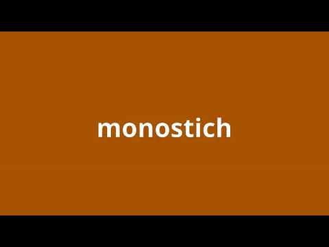 what is the meaning of monostich. - YouTube