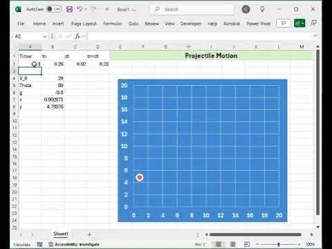 Projectile motion simulation in Excel - YouTube