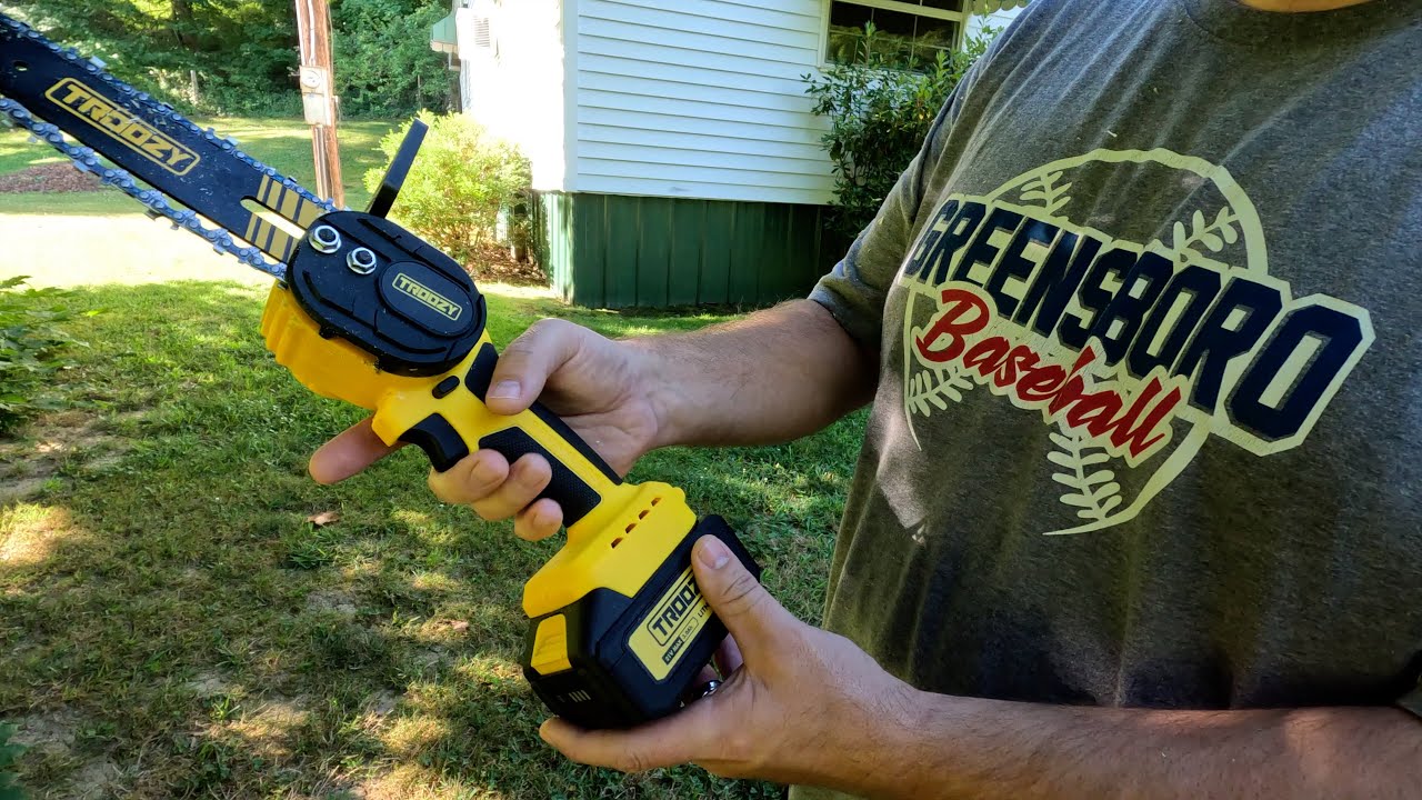 TROOZY Cordless 21V pole saw and mini chainsaw video review - YouTube