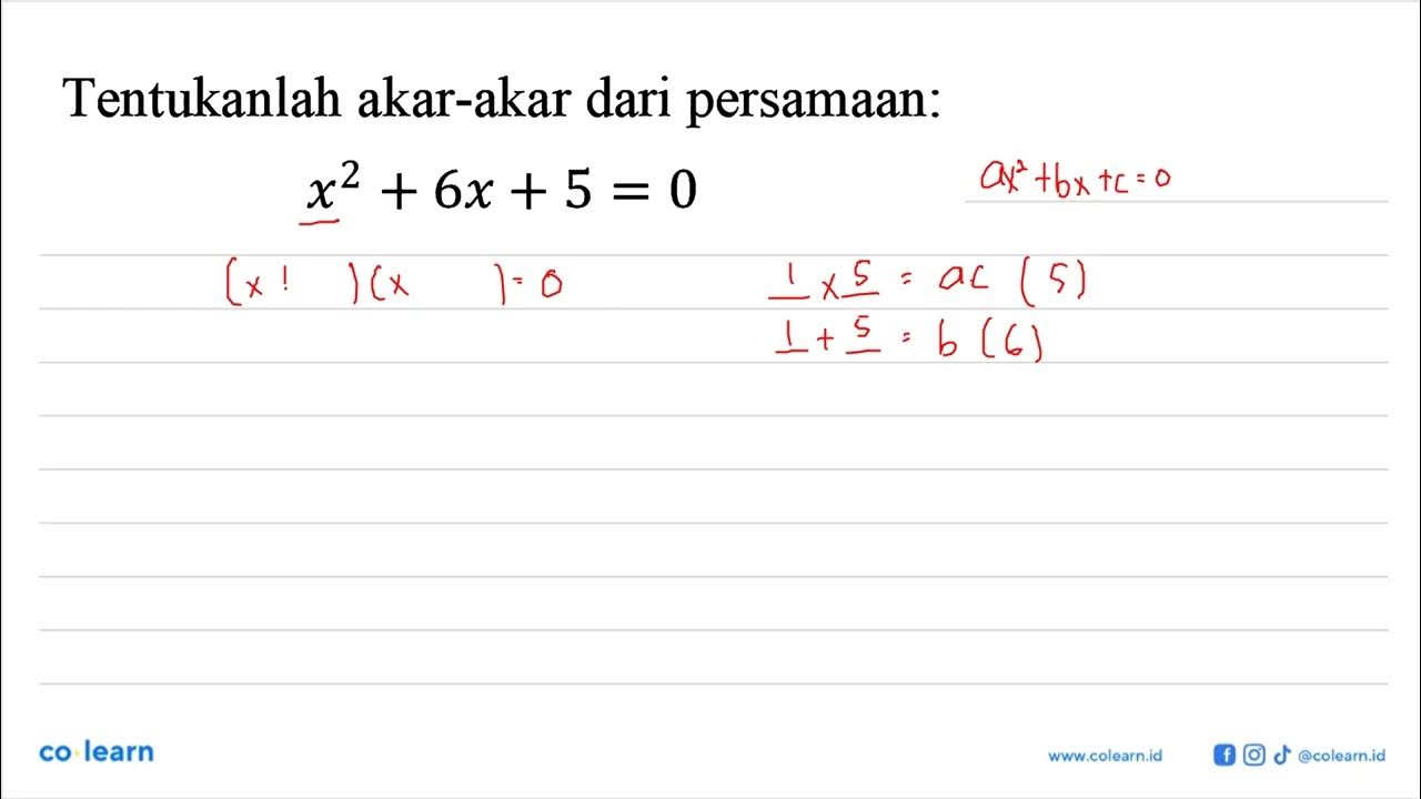 tentukanlah-akar-akar-dari-persamaan-x-2-6x-5-0-youtube