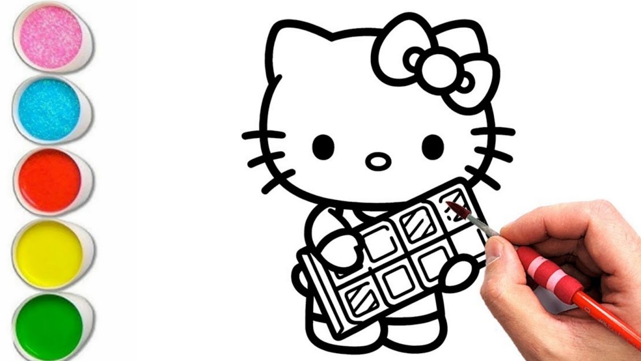 Hello Kitty with Chocolate Drawing, Painting and Coloring for Kids ...