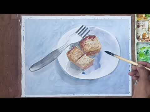 realistic food drawing by watercolor - YouTube