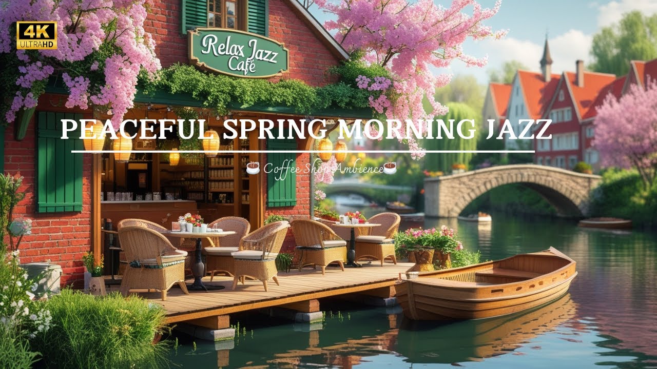 Peaceful Spring Morning 🌸 Spring Coffee Shop Ambience with Soft ...
