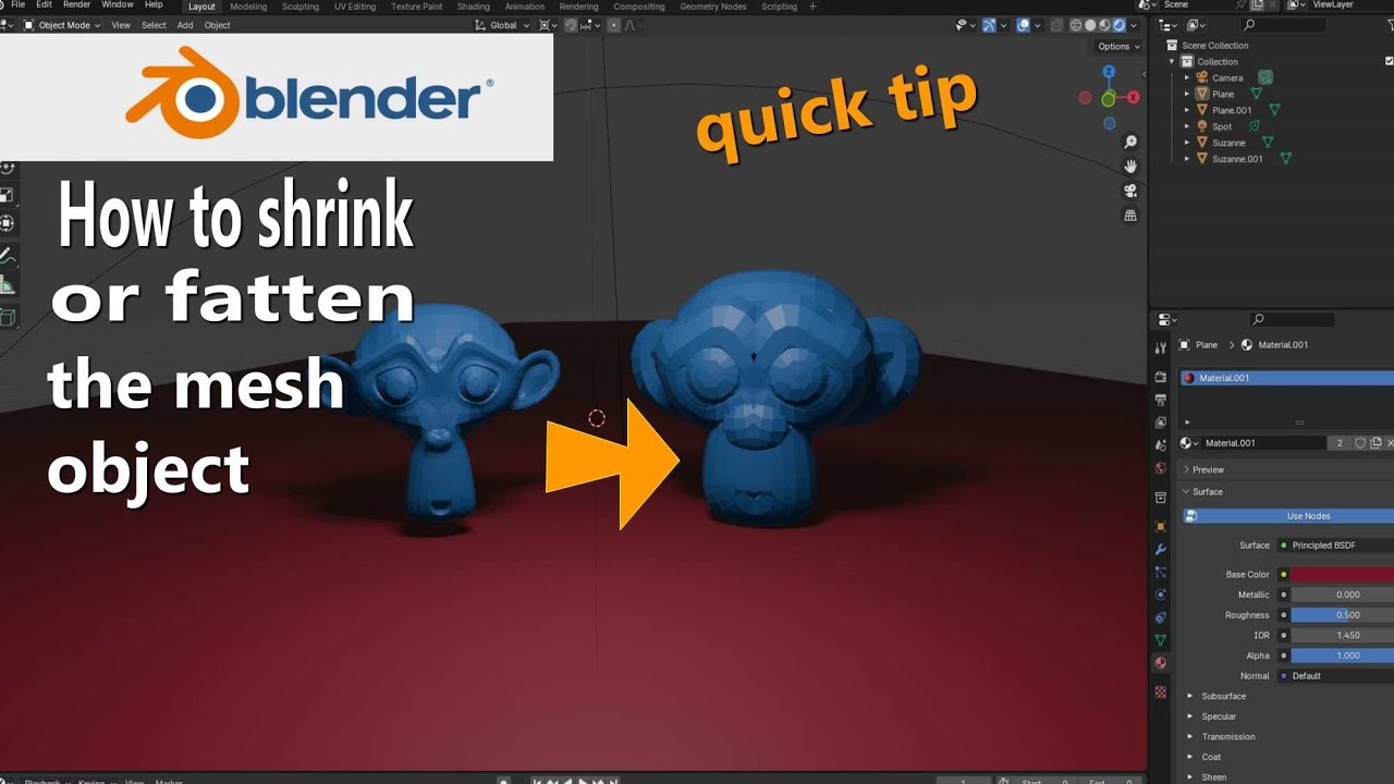 Blender Tip How to Quick Fatten or Shrink Mesh Object Shortcut - YouTube