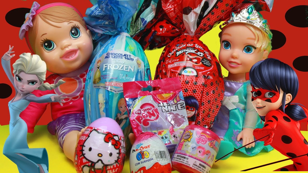 Ovos de Páscoa 2017 LadyBug Miraculous da Joaninha Elsa Frozen ...