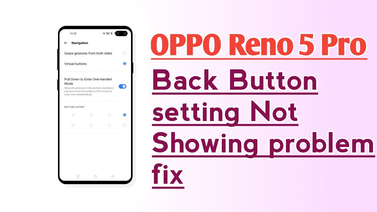 OPPO Reno 5 Pro Back Button setting Not Showing problem fix - YouTube