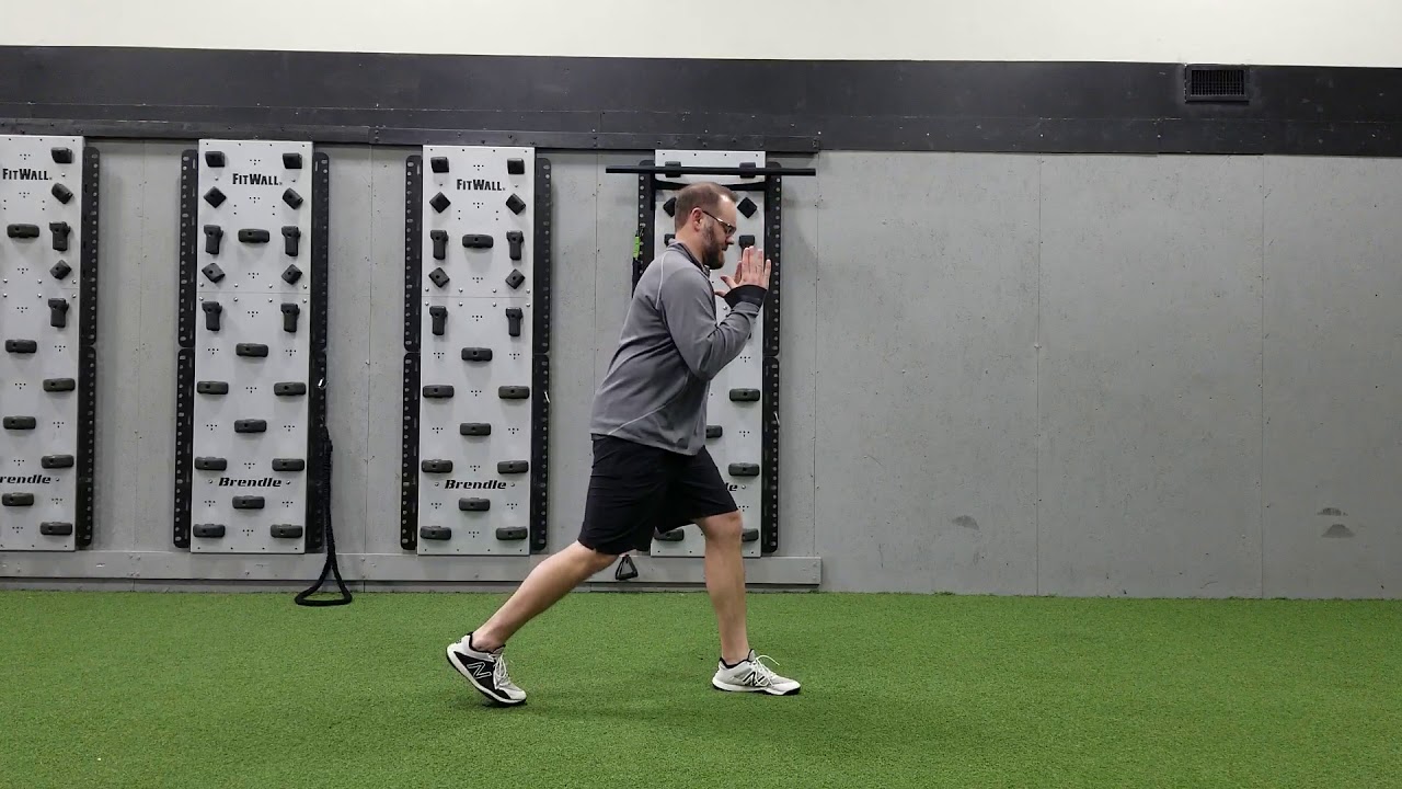 Split Stance Overhead Reach with Band - YouTube