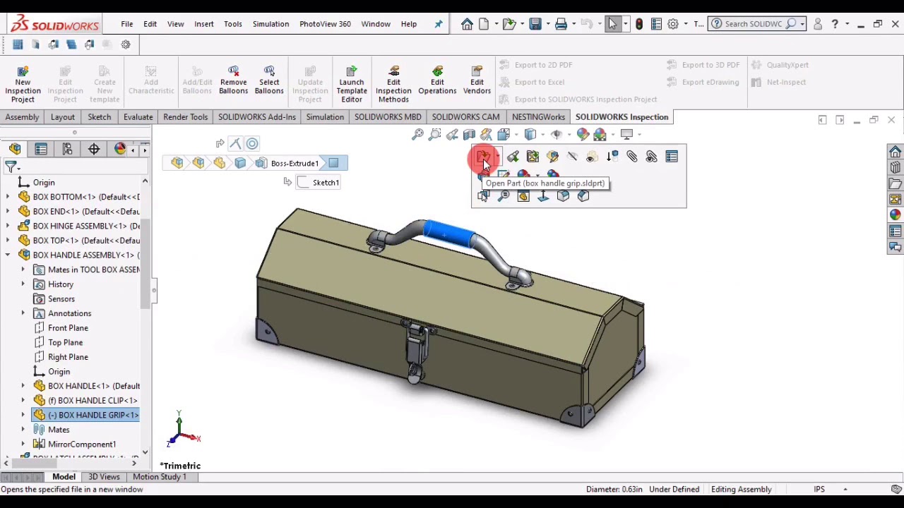 SOLIDWORKS TRAINING TUTORIAL 84(TOOLBOX HANDLE GRIP) - YouTube
