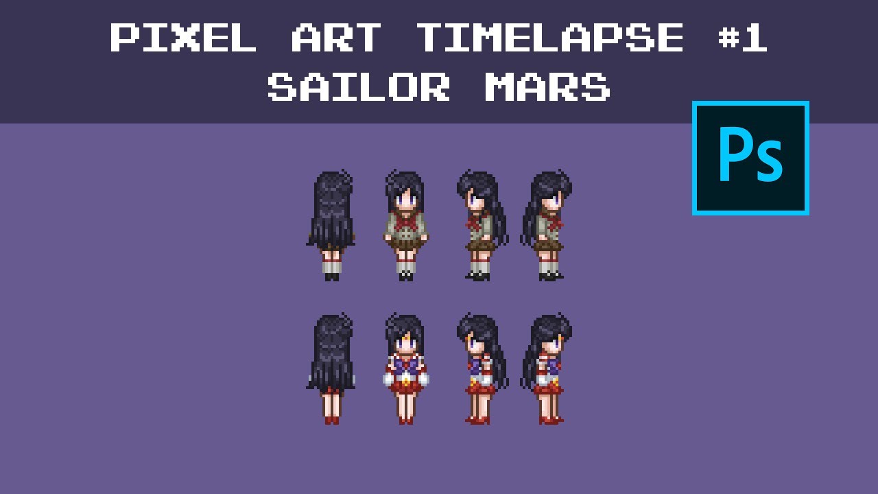 Pixel Art | Character Sprite - Sailor Mars (Timelapse) - YouTube