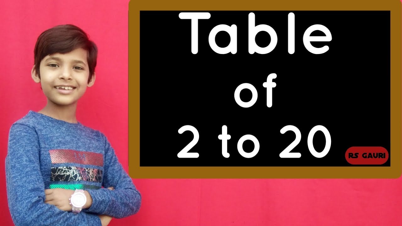Learn Table Of 2 To 20 Tables Of Two To Twenty 2 Se 20 Tak Table
