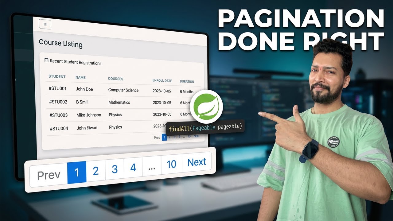 Implement Pagination in Spring Boot | Course Listing Module | Student ...