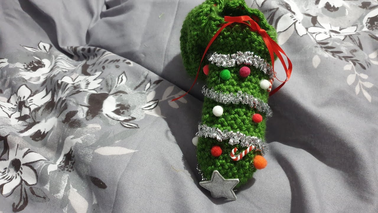 Part 1 Christmas tree crochet willy warmer tutorial - YouTube