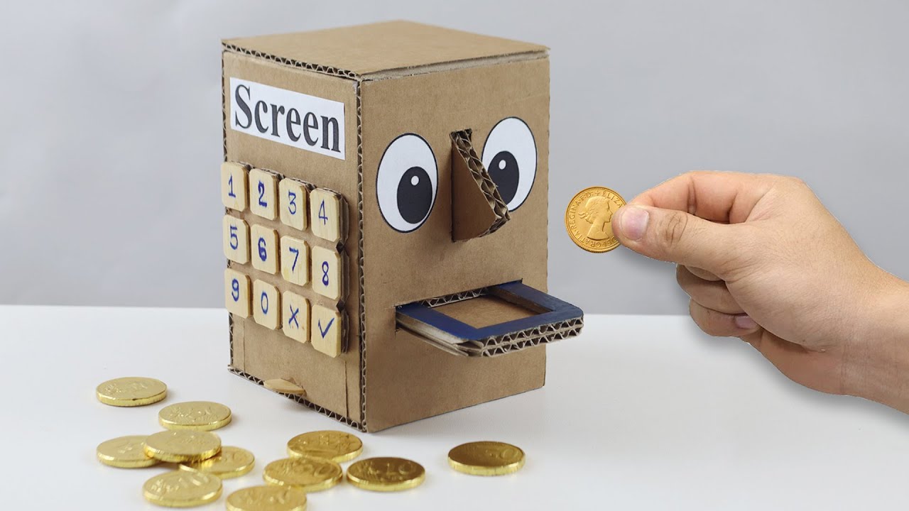 Build Personal Coin Box Saving Machine from Cardboard - YouTube
