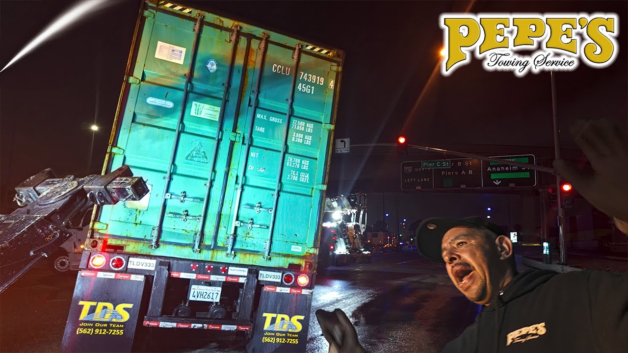 Shifted Load Almost Flips Container - YouTube