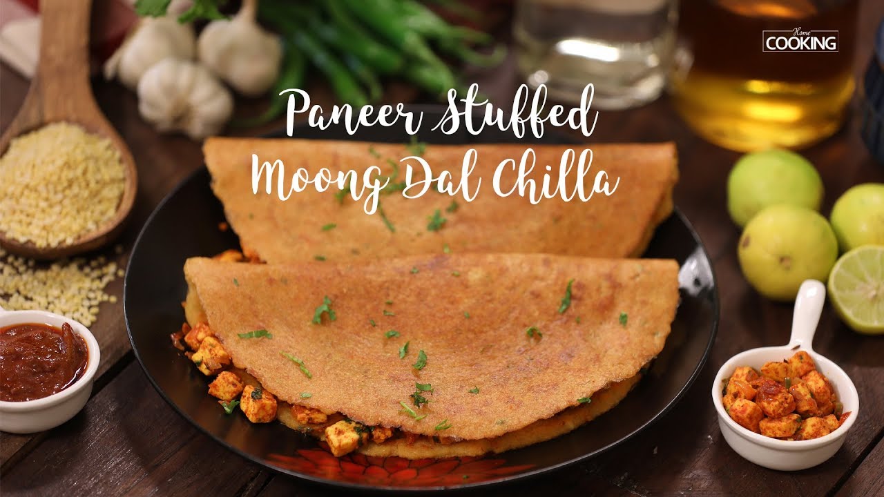Paneer Stuffed Moong Dal Chilla | Breakfast Recipes | High protein ...