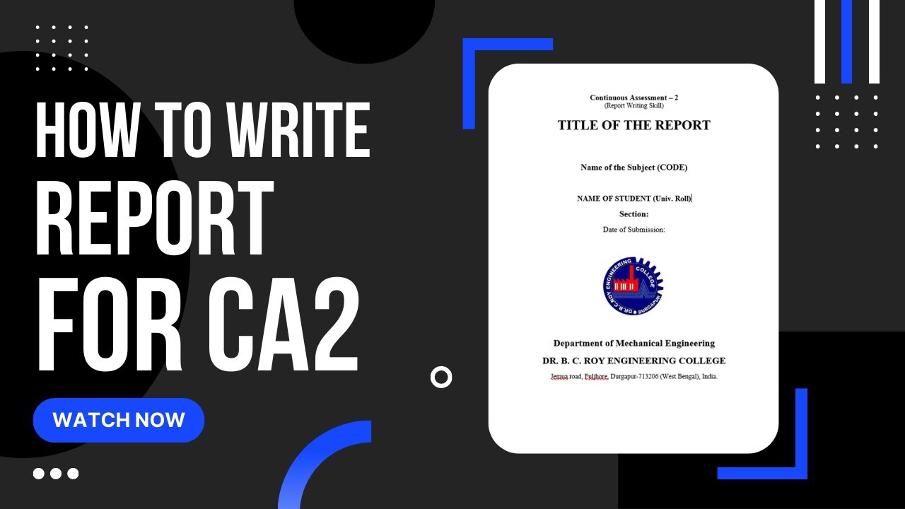 How To Write Report For CA2 MAKAUT B Tech YouTube How To Write Report For CA2 MAKAUT B Tech YouTube