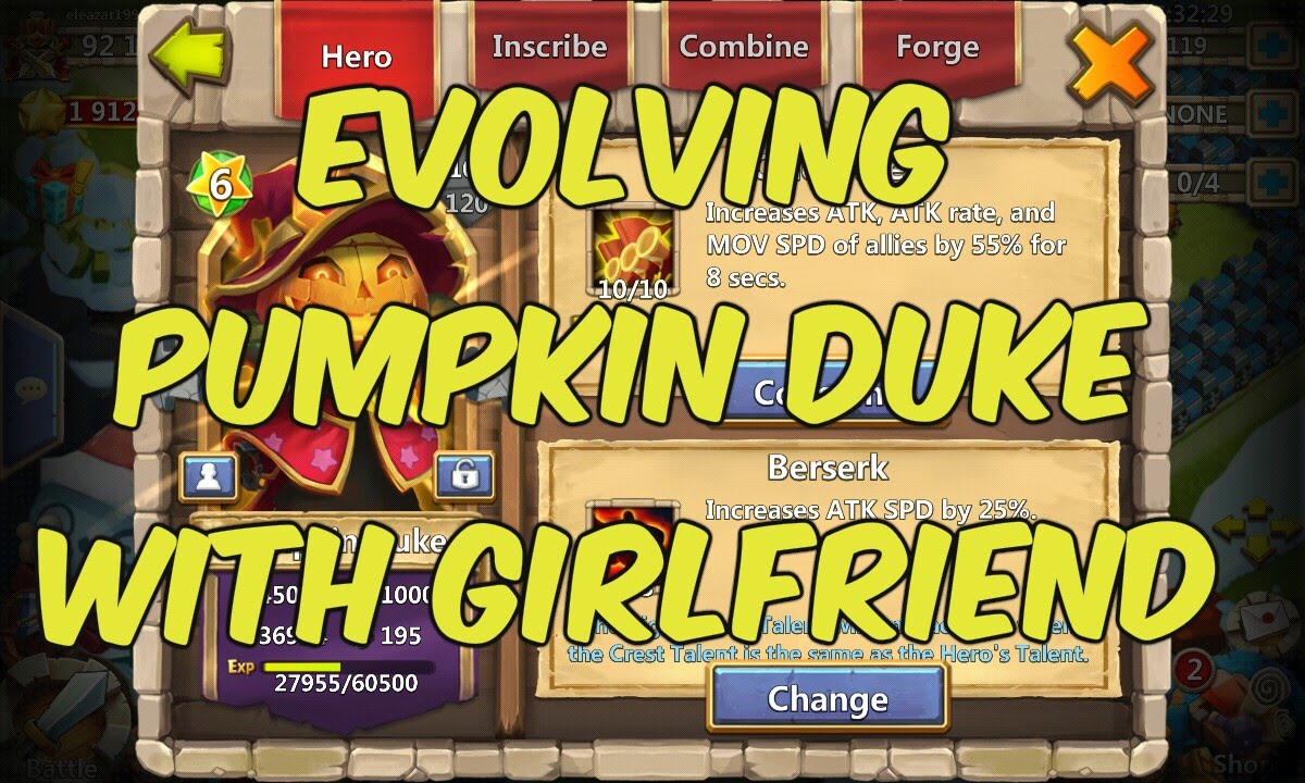 Castle Clash Pumpkin Duke Gets Evolved With Girlfriend - YouTube