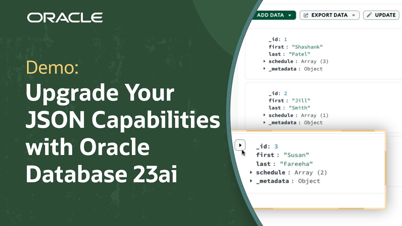 Supercharge Your JSON Capabilities with Oracle Database 23ai: Demo - YouTube
