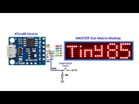 Attiny85 Microcontroller Interface with MAX7219 Dot Matrix - YouTube