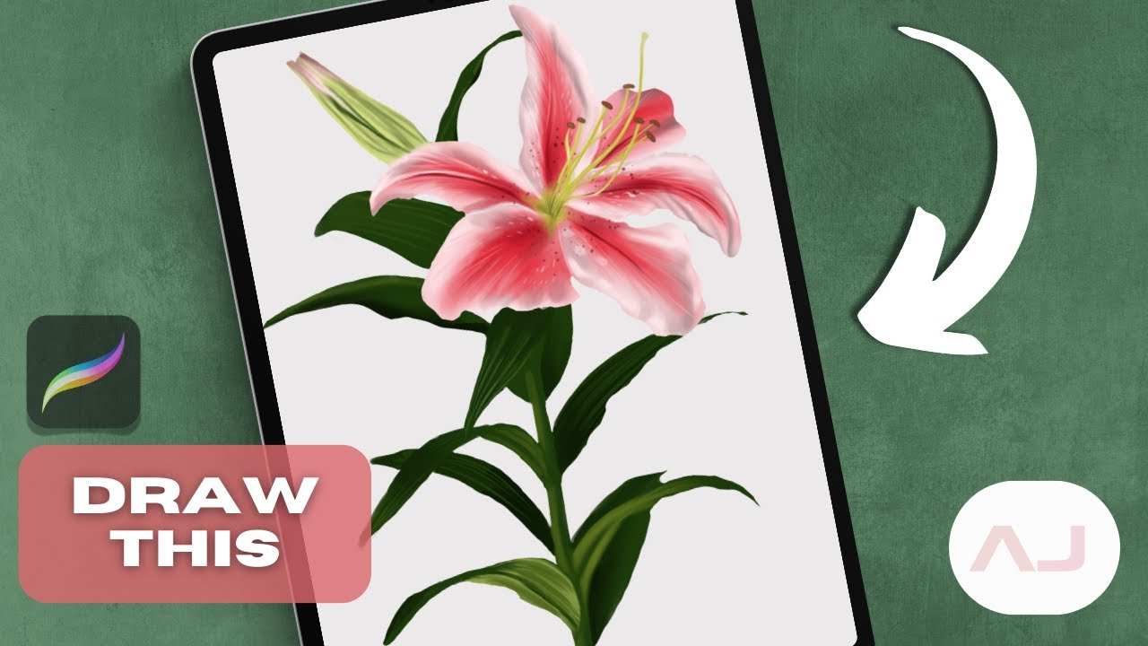 Procreate Drawing for Beginners | Realistic Flower iPad illustration ...