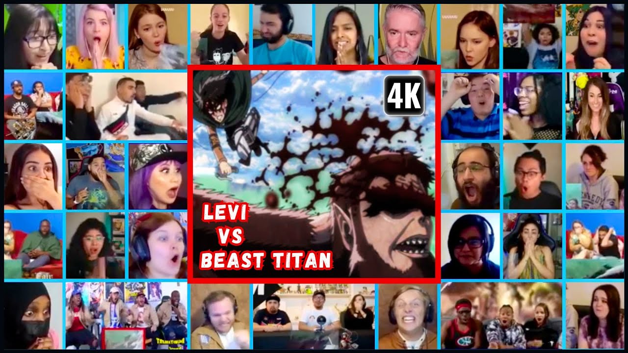 🔥🔥 50+ Reactors LEVI VS BEAST TITAN MEGA Reaction Mashup | Attack On Titan Season 3 Reaction ...