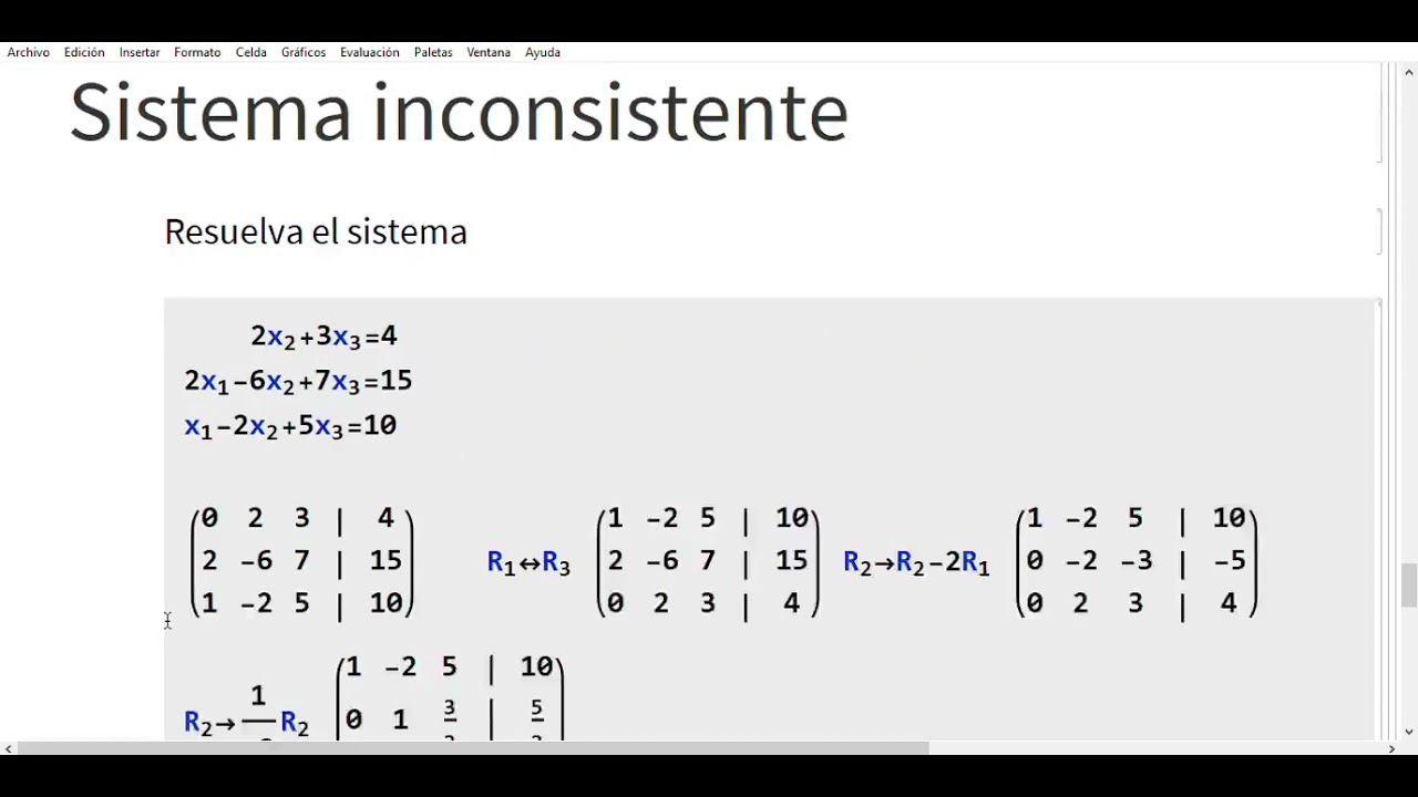 Curso de Algebra Lineal #7. Matriz aumentada, sistema inconsistente ...