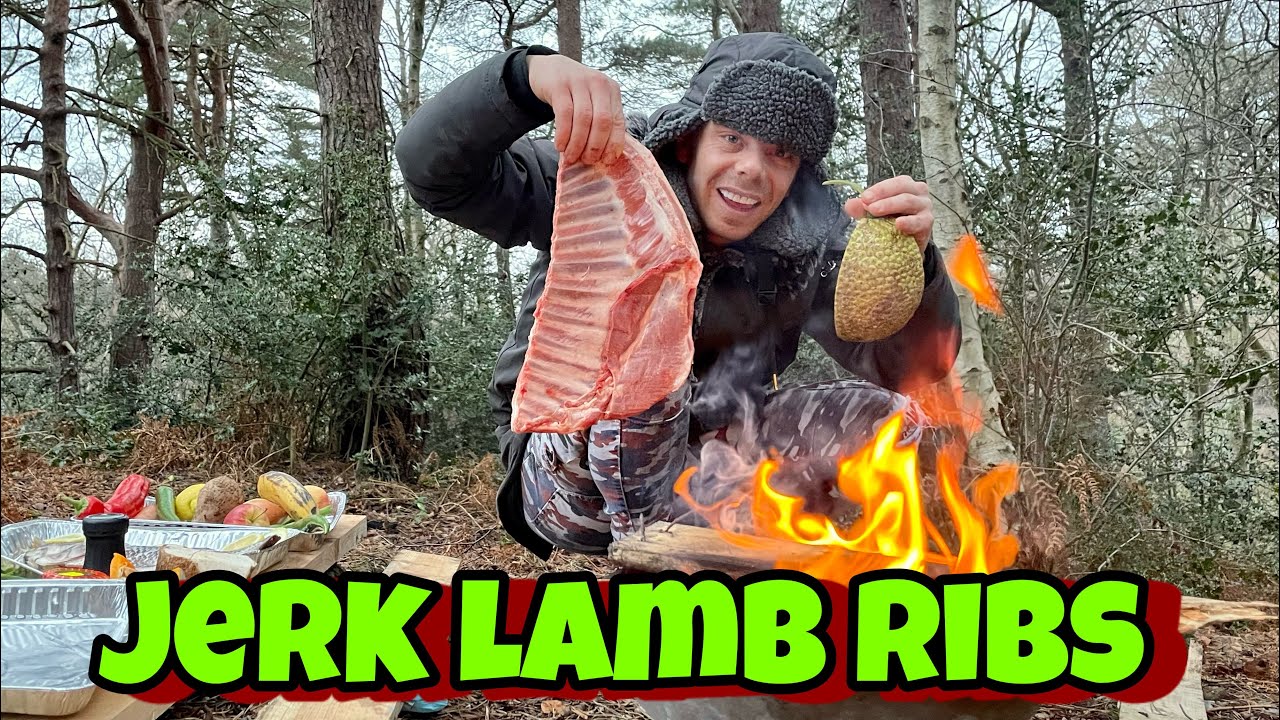 JERK LAMB RIBS ! COOKED ON OPEN FIRE IN FOREST With @ringovision - YouTube
