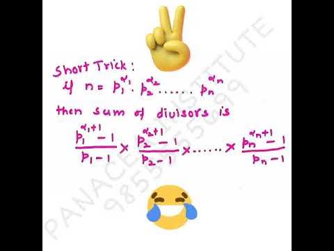 sum of all divisors of a number #jeemain #mastercadre #mathematics # ...