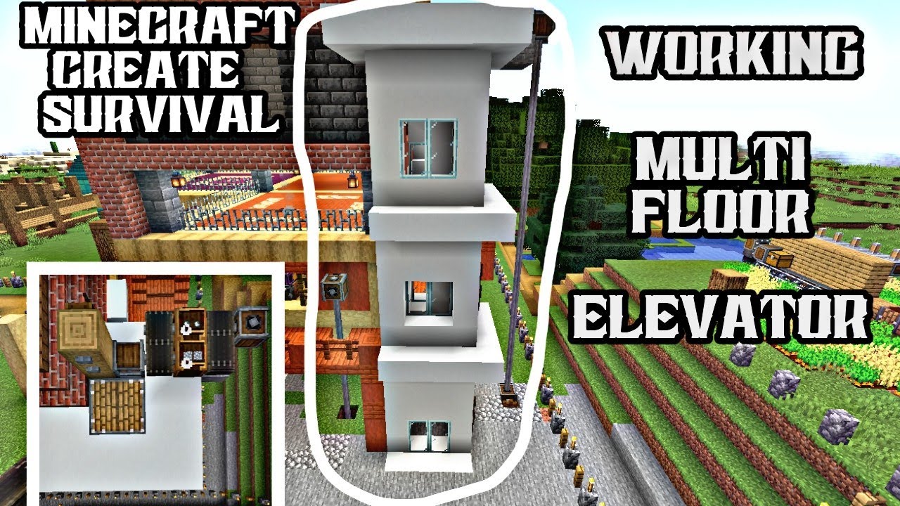 I BUILT WORKING MULTI- FLOOR ELEVATOR | Minecraft Create Survival 15 - YouTube