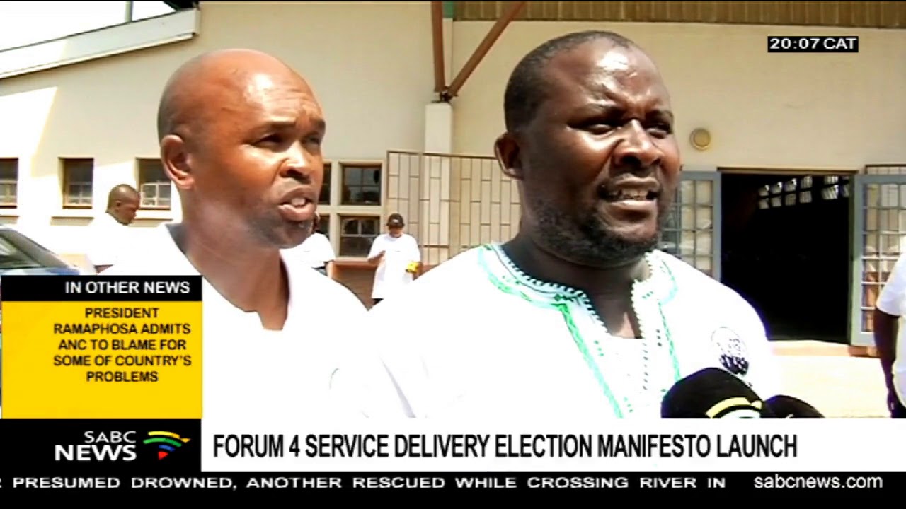 Forum 4 service delivery party launches its manifesto in Durban - YouTube