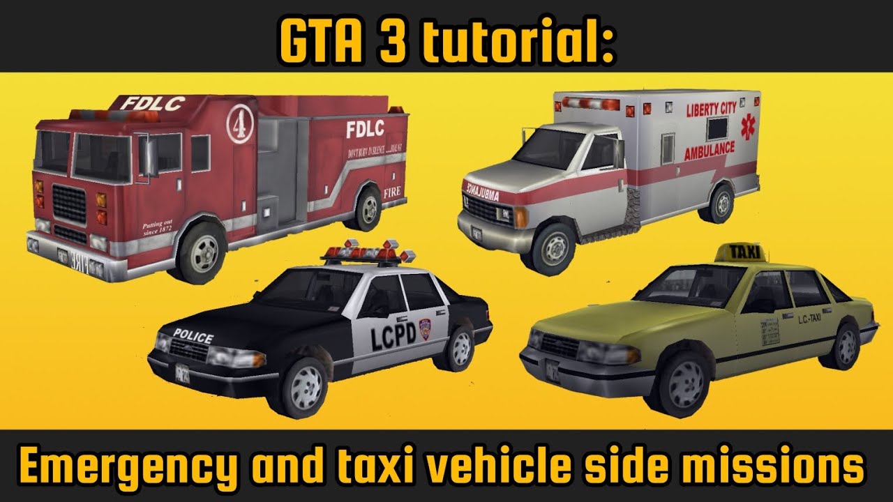 Performing emergency and taxi vehicle side missions in GTA 3! - YouTube