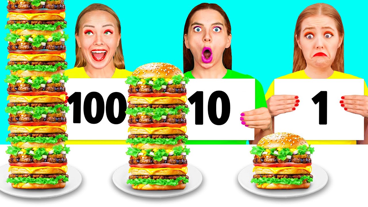 100 Layers of Food Challenge | Delicious Recipes by Fun Challenge - YouTube