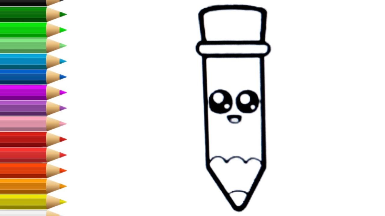 Cute pencil drawing and colouring for kids/How to draw cute pencil ...