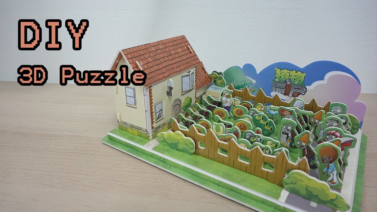 How To Make Plants vs Zombies Front-yard 3D Puzzle - YouTube