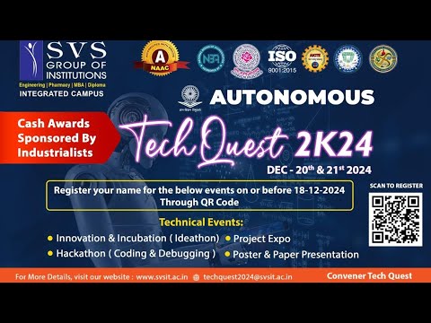 SVS GROUP OF INSTITUTIONS || TechQuest 2024 at December 20, & 21 || Dance Performance💃🕺# ...