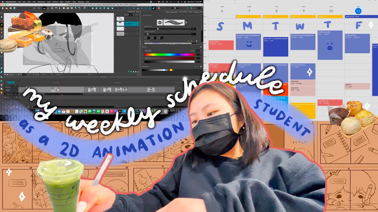 my weekly schedule as a 2D animation student in art school - YouTube