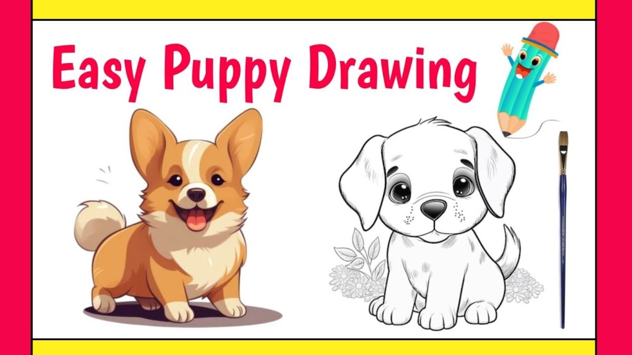 How to draw Puppy step by step ll Easy Puppy 🐶 Drawing ll Easy Drawing ...