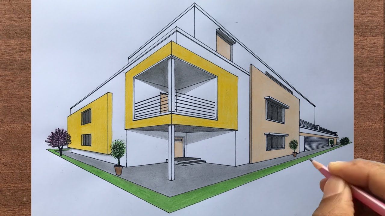 How to Draw a House in 2-Point Perspective - YouTube