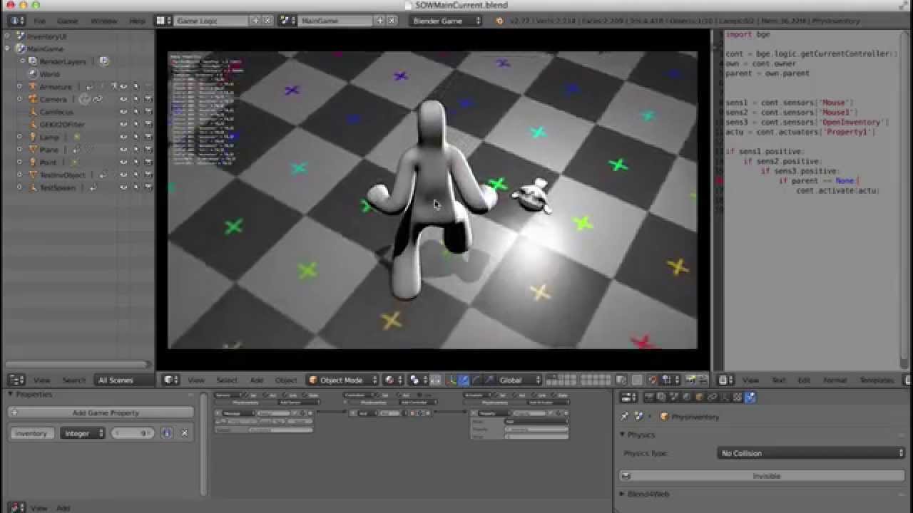 Blender Game Project 2 - Basic movement and inventory setup - YouTube