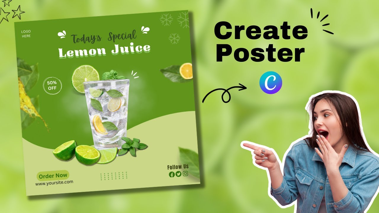 How To Create Lemon Juice Poster 🧃? | Canva | Canva Design In 9 min | Design with canva - YouTube