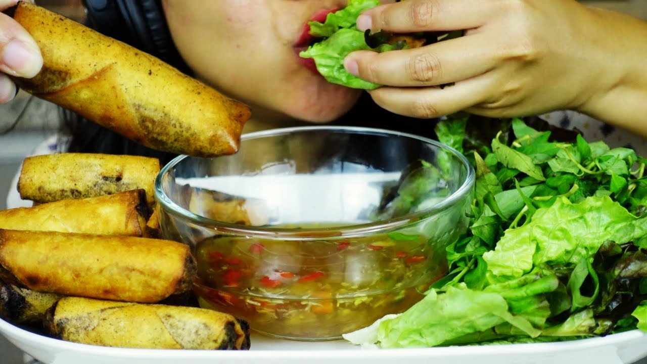 ASMR Fried Spring Rolls Mukbang - YouTube
