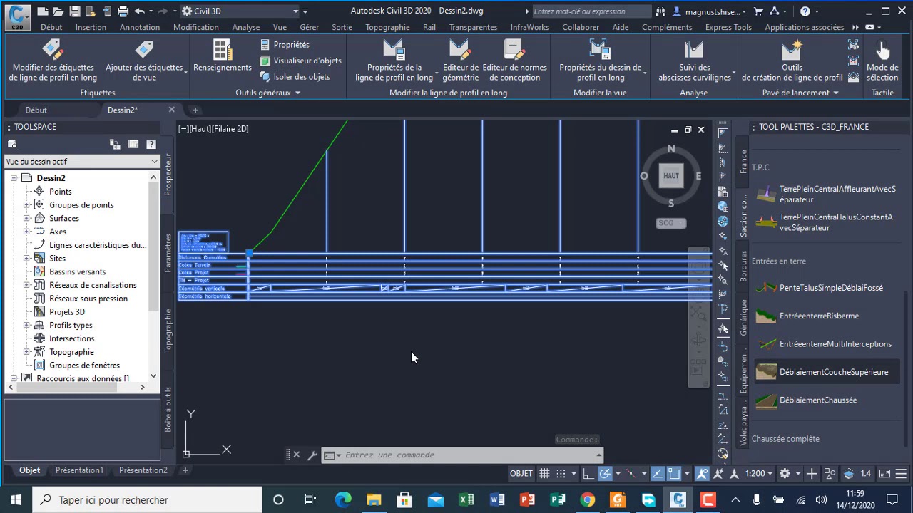 TUT0-CIVIL 3D 2020: TRACE DE LA ROUTE ET PROFIL EN LONG - YouTube