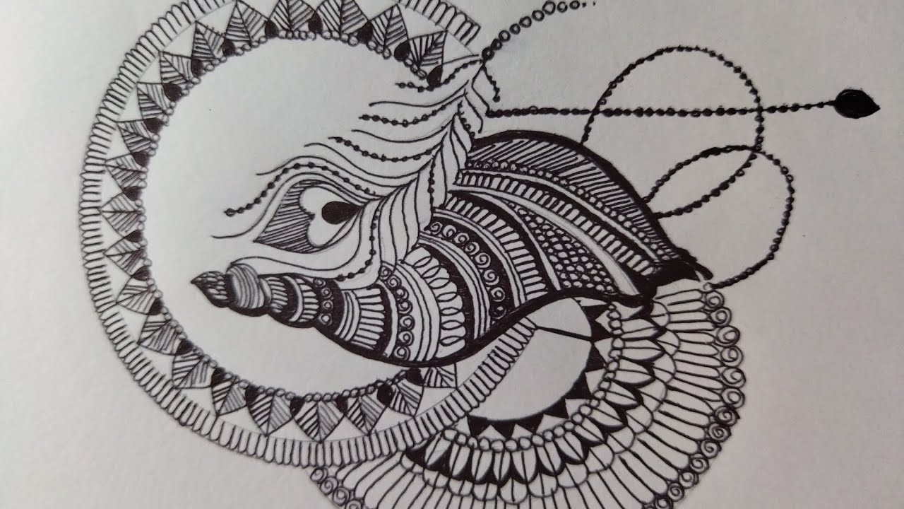 How to make simple mor Pankh with sankh mandala art//easy step art #art ...