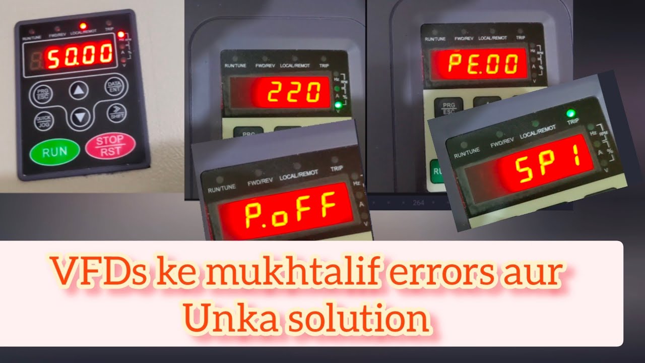 VFDs errors aur solution, SPI , P.OFF, PE password, VFD setting, VFD connection three phase ...
