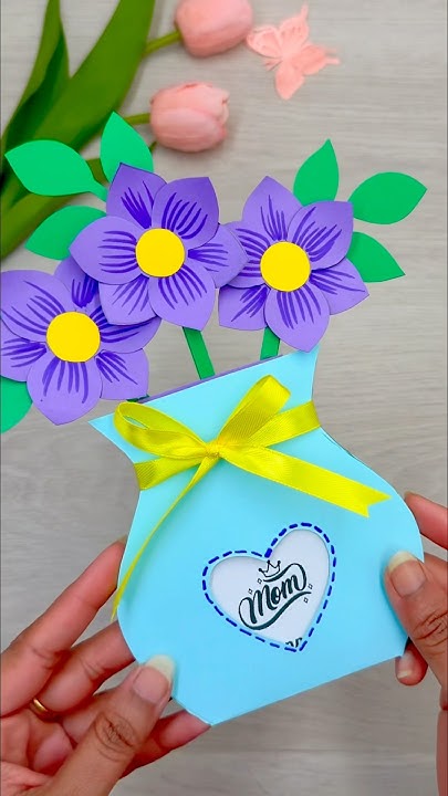 DIY flower vase card for Mother’s Day | Handmade card for mom with a ...
